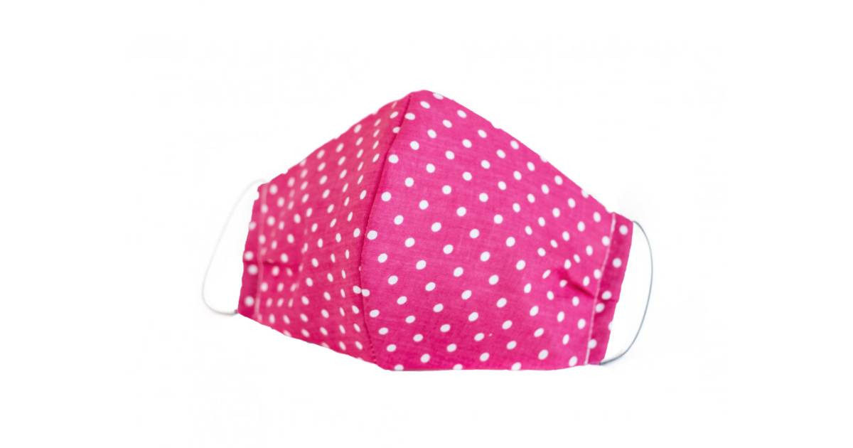 Bavlněná obličejová rouška - Puntíky tmavě růžové | MKLuzkoviny.cz