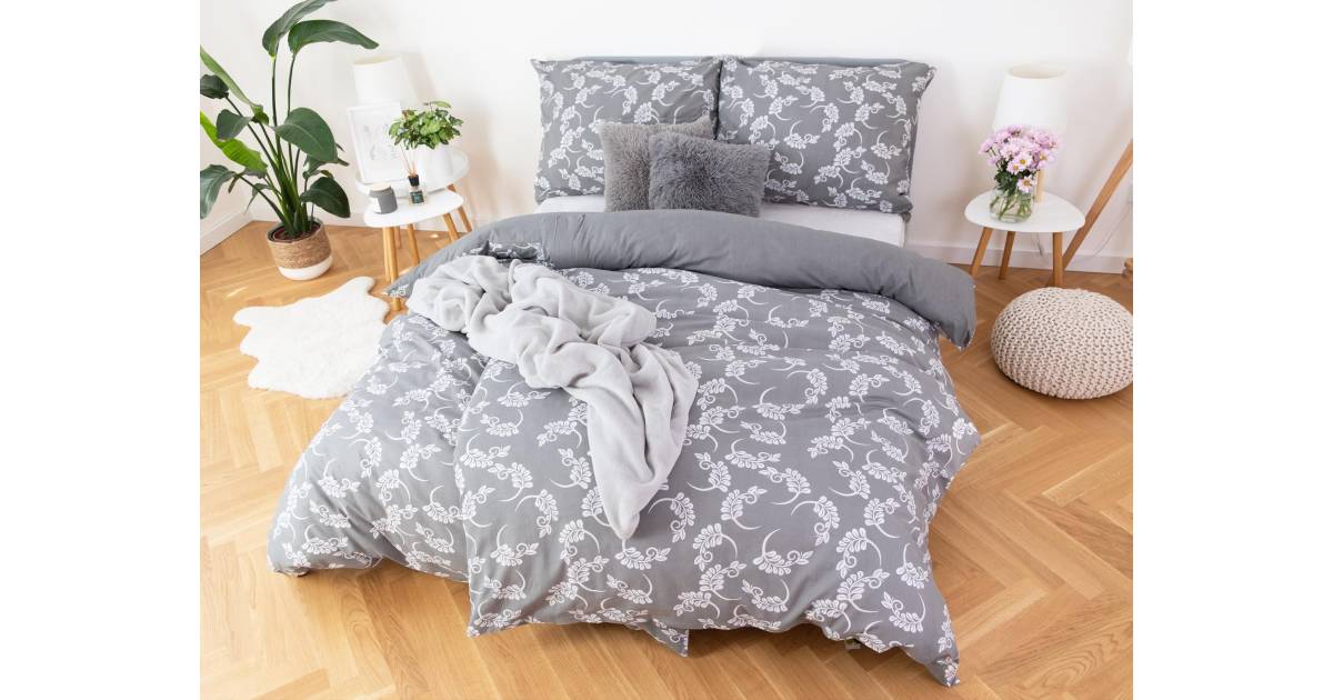 Bavlněné povlečení na 2 postele – Fayola šedé | MKLuzkoviny.cz