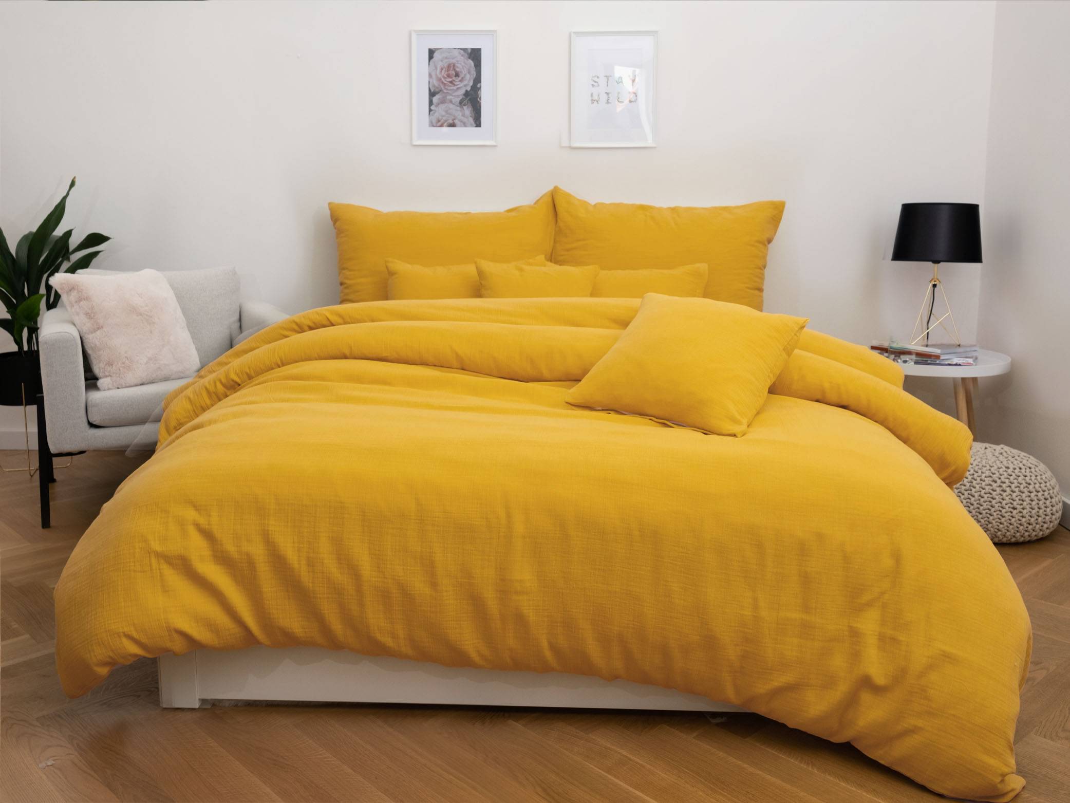 Mušelínové povlečení – Alexia hořčicové | MKLůžkoviny.cz