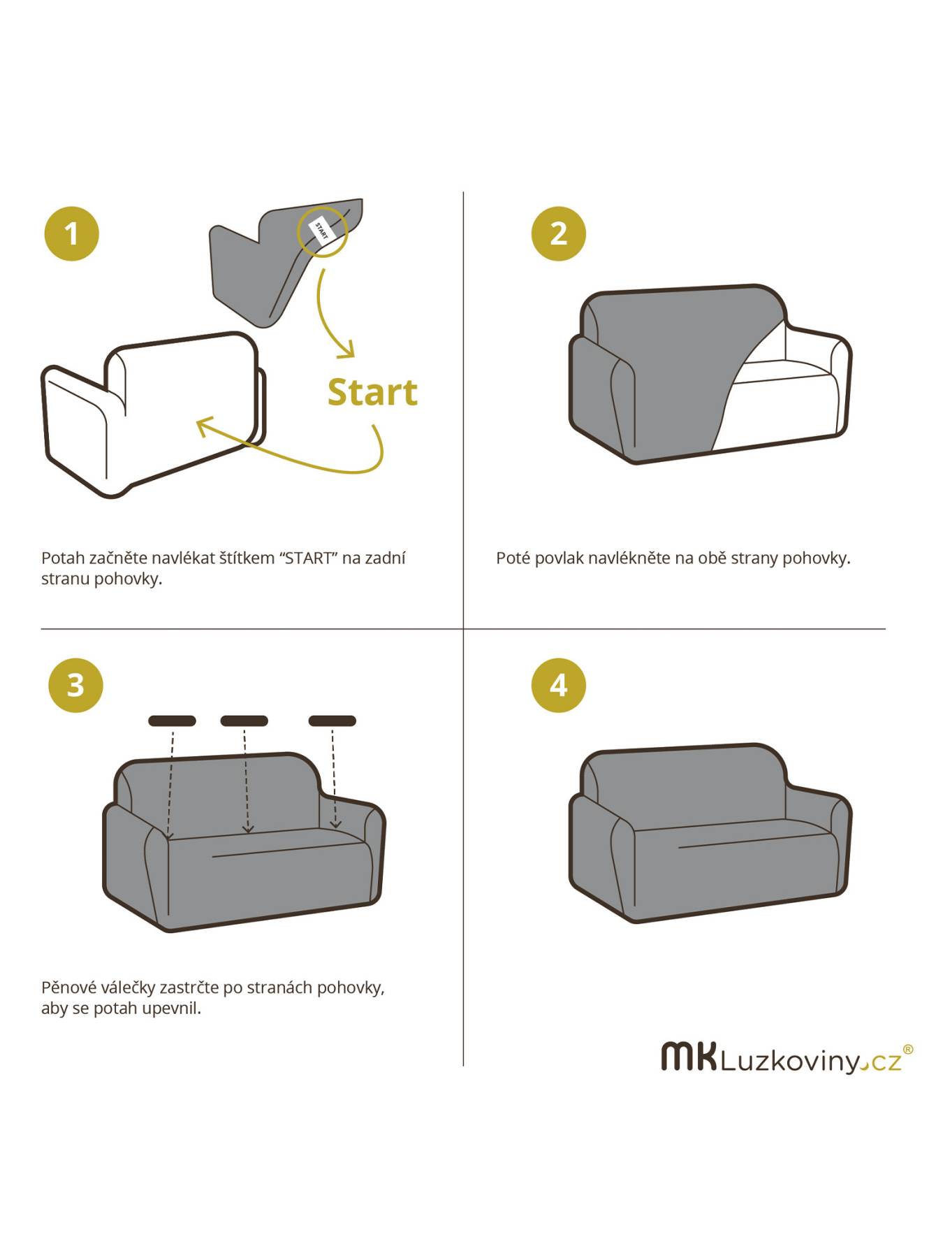 Napínací potah na sedačku s otomanem vlevo – Sebastian | MKLůžkoviny.cz