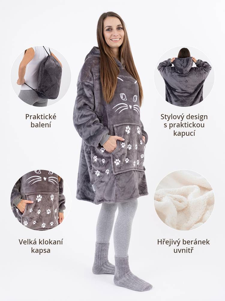 Beránková mikina mikroplyš – Fousek šedá velikost L | MKLuzkoviny.cz