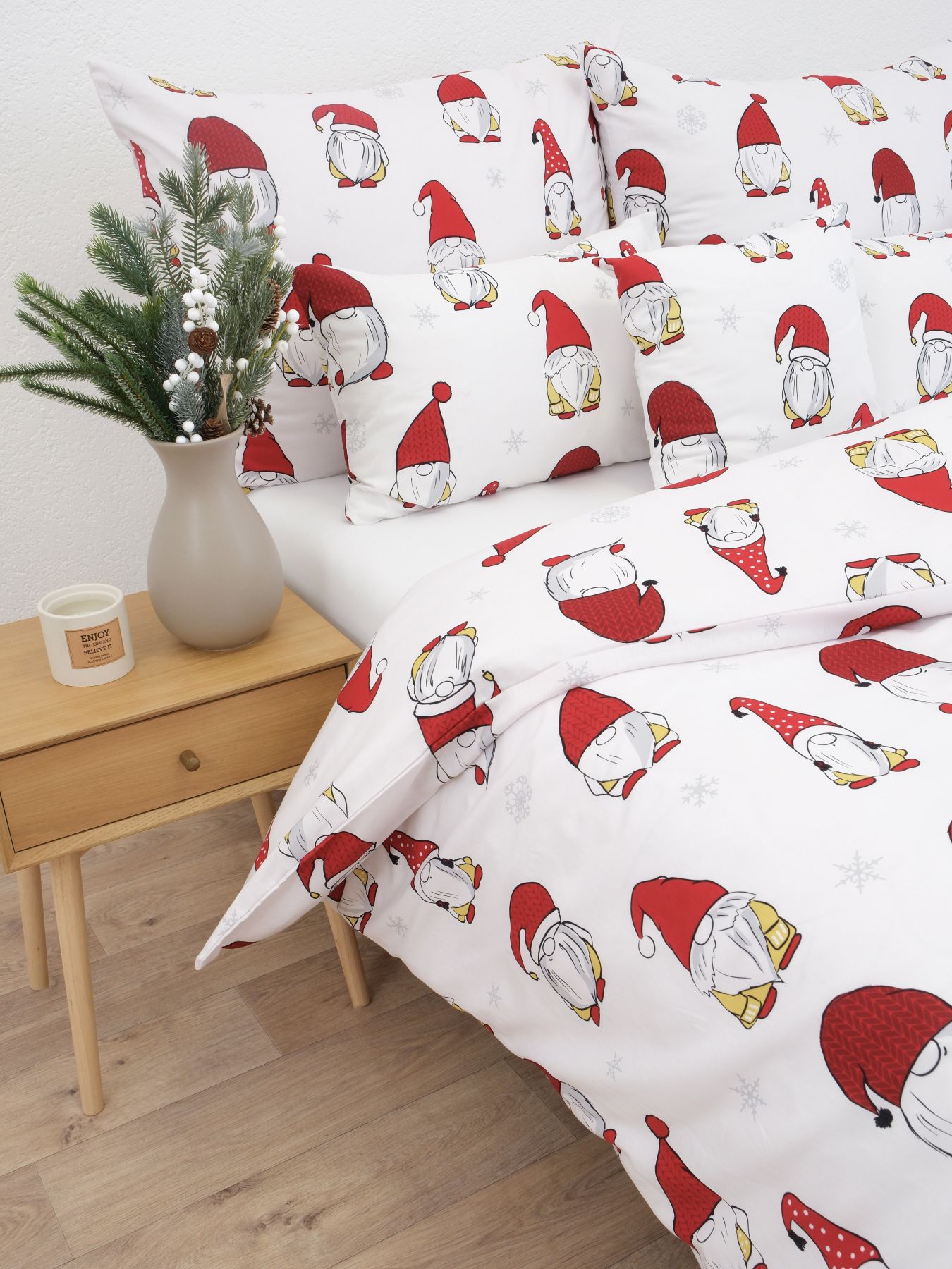 Vánoční prodloužené bavlněné povlečení Renforcé – Trpaslíci bílé ...