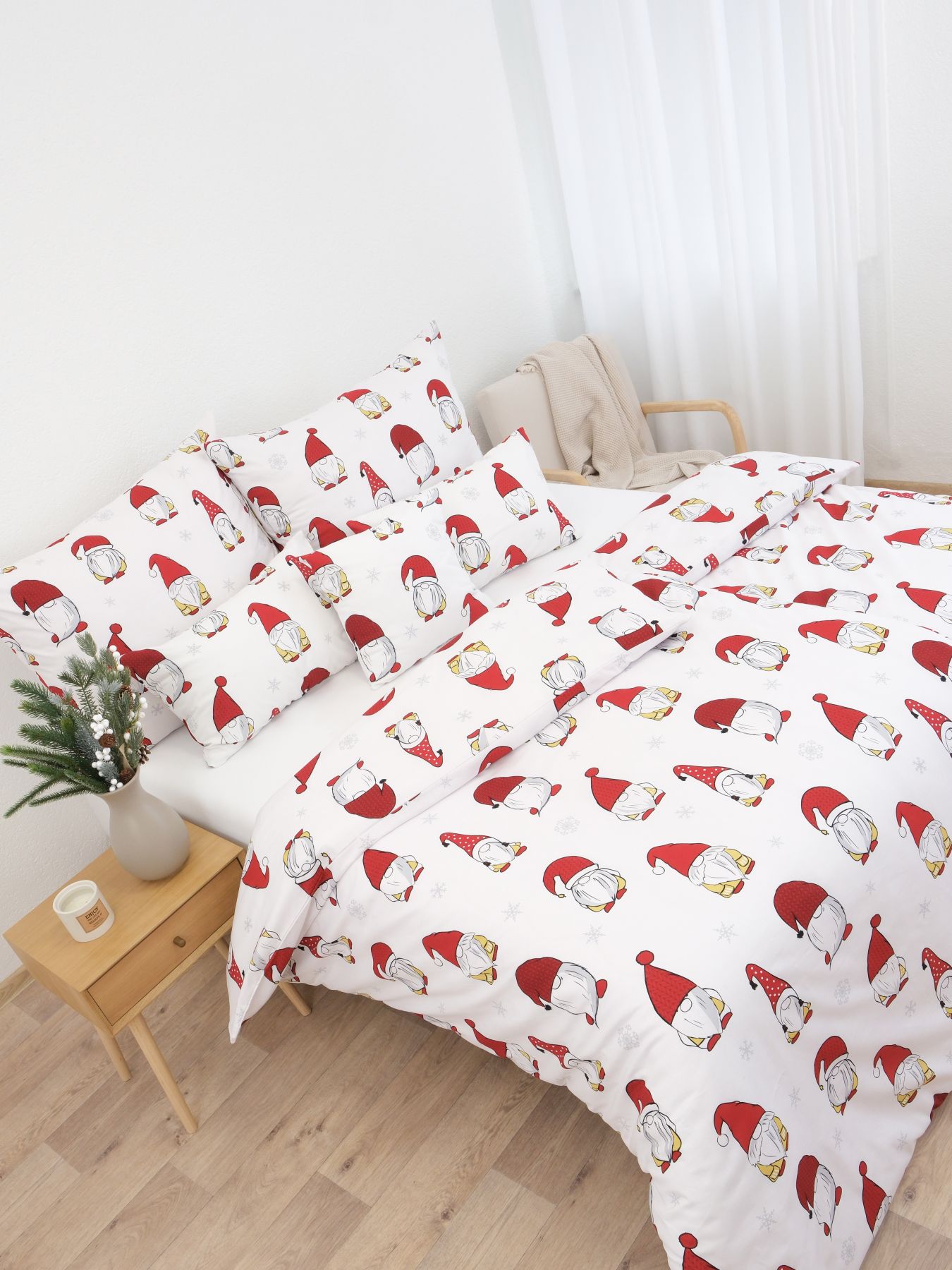Vánoční prodloužené bavlněné povlečení Renforcé – Trpaslíci bílé ...