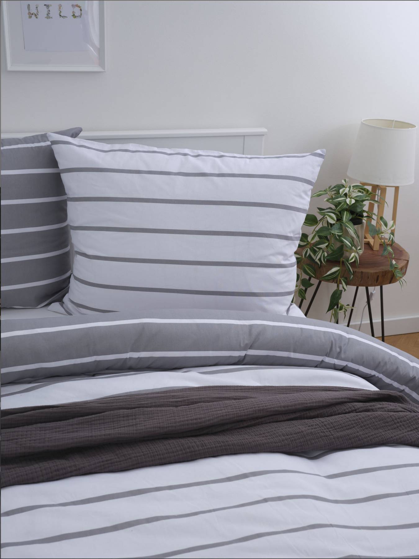 Bavlněné povlečení na 2 postele – Kamala tmavě šedé | MKLůžkoviny.cz